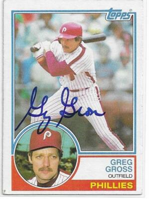GREG GROSS Autographed Signed 1983 Topps card Philadelphia Phillies COA ...