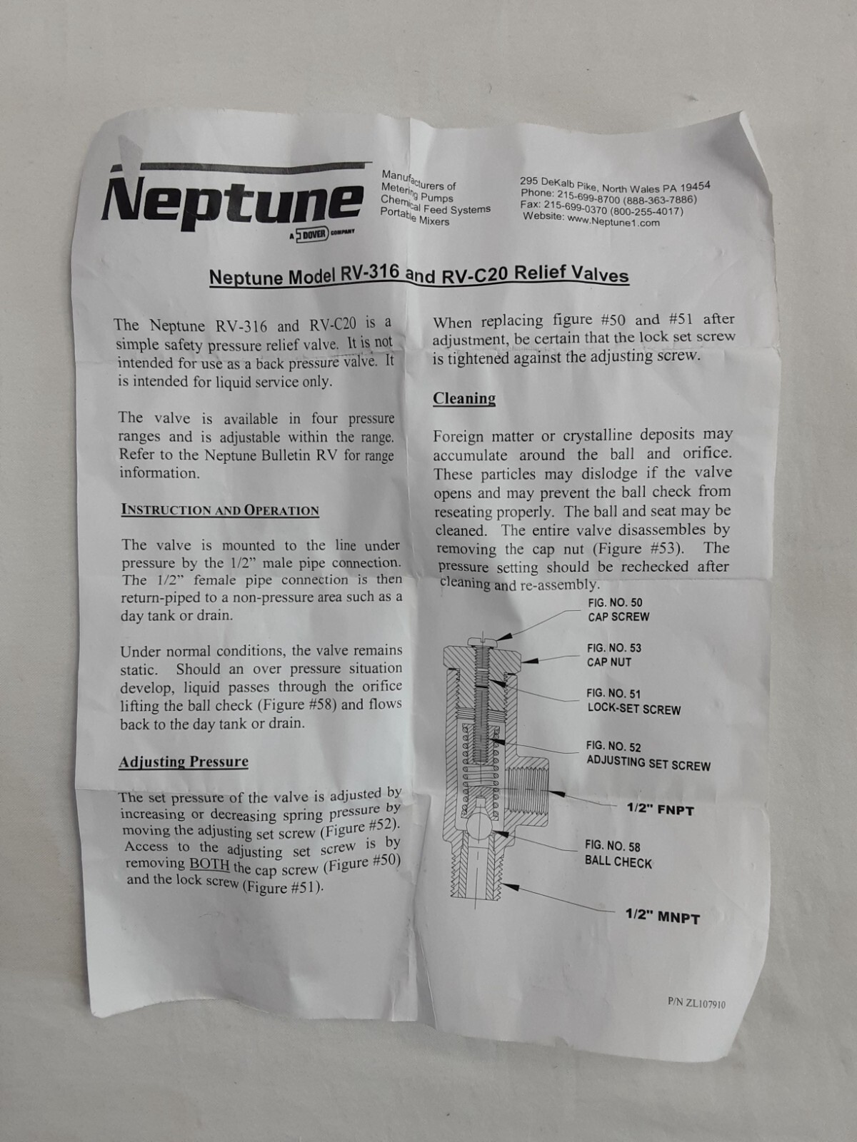 Neptune Rv-316-1 Stainless Relief Valve 60psi 1/2in NPT for sale online ...