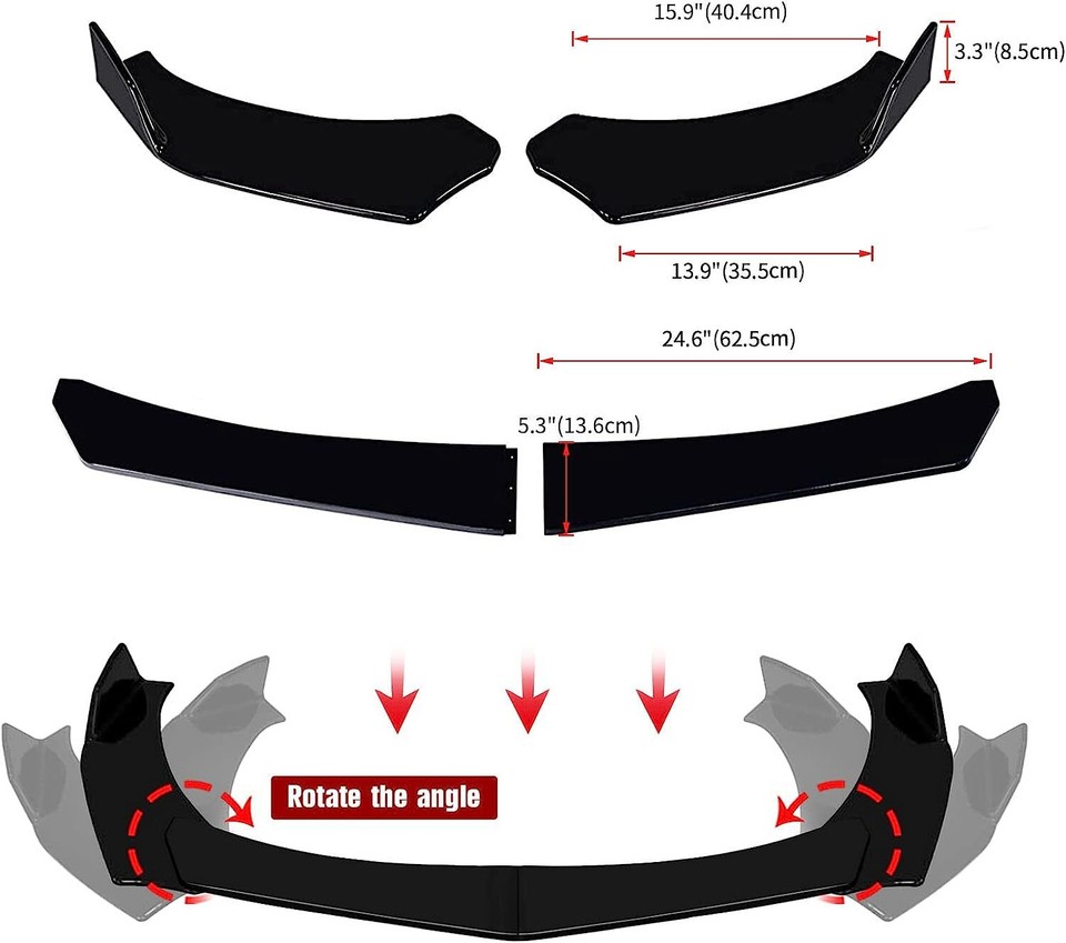 Front Bumper Lip Spoiler Splitter+Rear Lips+Side Skirt For Mazda 3 ...