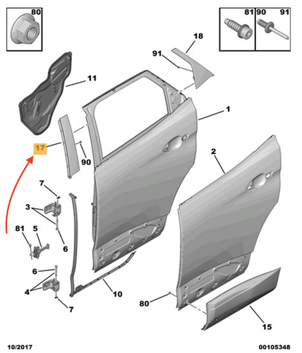 PEUGEOT 3008 Rear Right Door Front Trim 9811260380 New Genuine | eBay