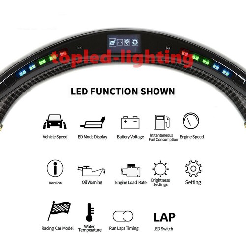 LED Carbon Fiber Steering Wheel For Charger Challenger Hellcat SRT 15 ...