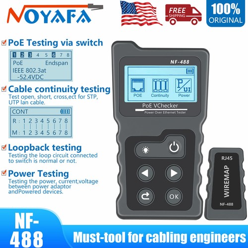 Noyafa PoE Checker Inline PoE Voltage and Current Tester with Cable ...