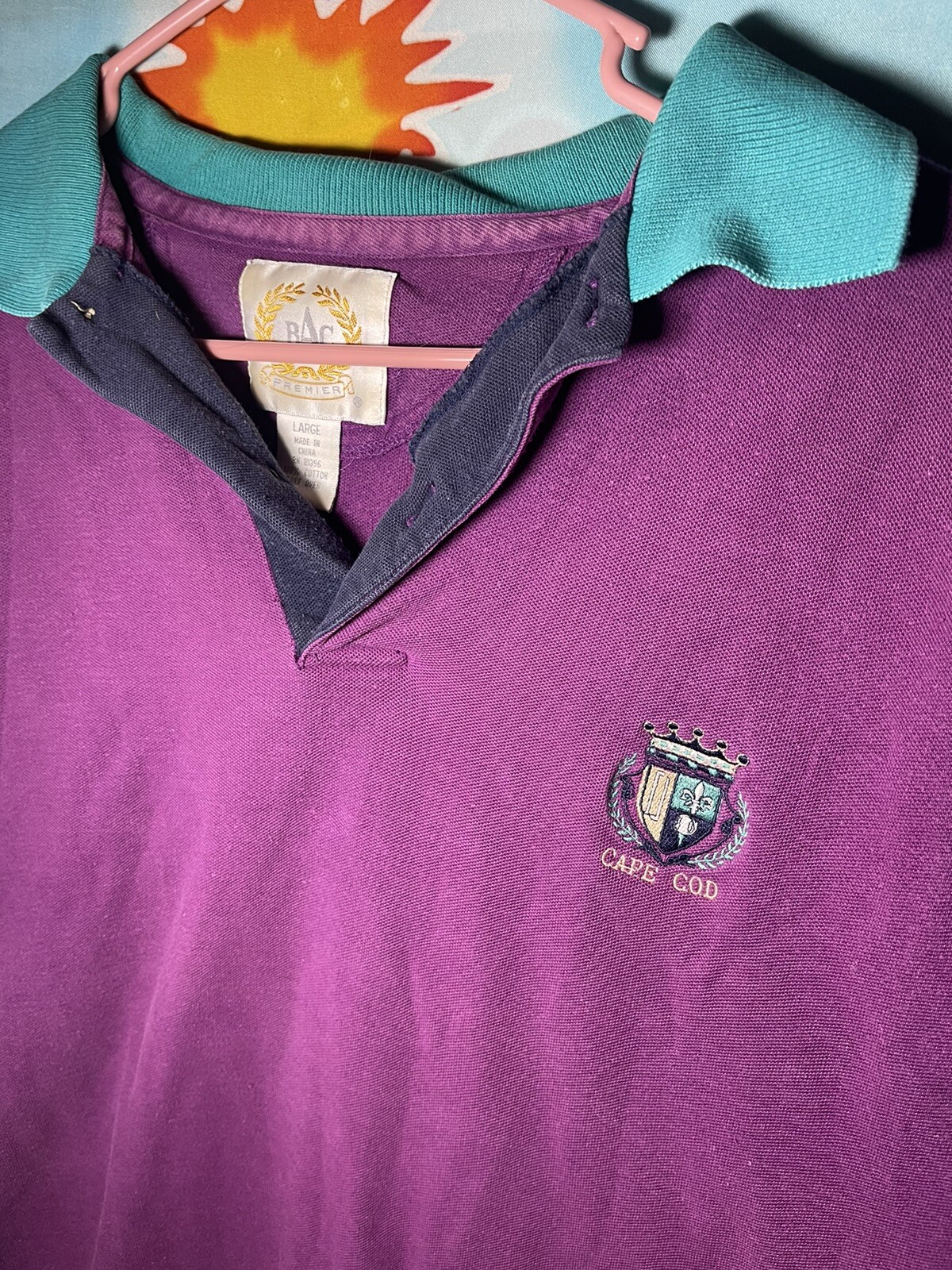 VINTAGE 1980s CAPE COD TRI COLOR PURPLE BLUE GREEN PO… - Gem