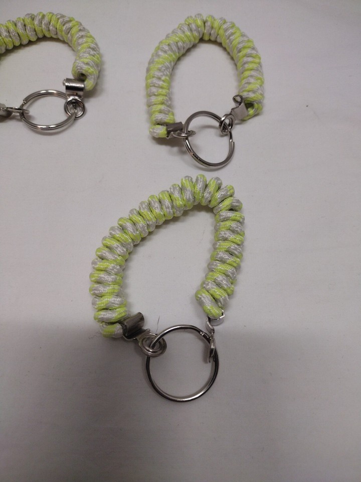 Spiral Paracord Wrist Keychain Neon Green/White Lot of 5-NW#1 | eBay