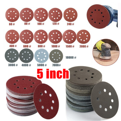 5 Inch Sanding Discs Set 60-10000 Grit Wet Dry Orbital Sandpaper Sander ...