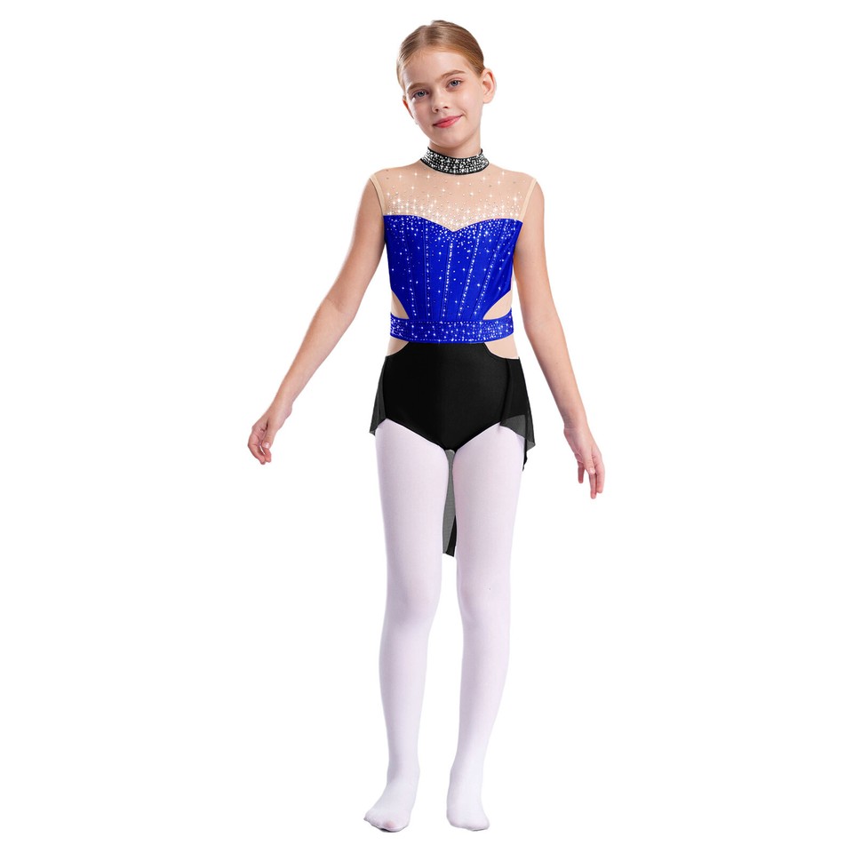 Kids Girls Dancewear Rhythmic Costume Contemporary Dress Overlay ...