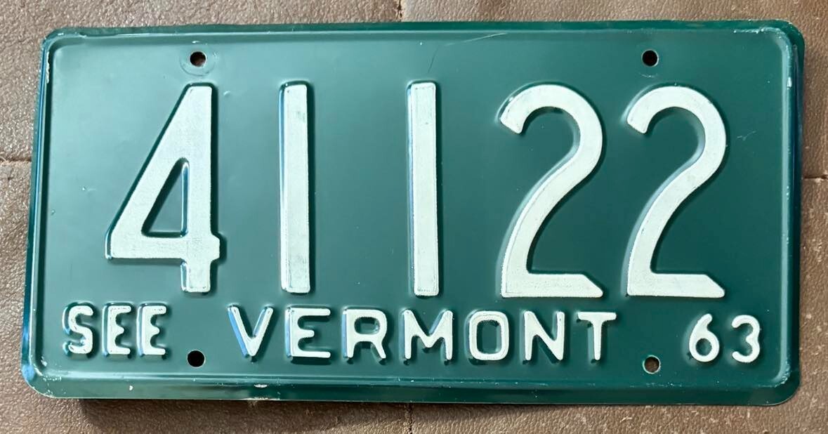 Vermont 1963 License Plate # 41122 | eBay