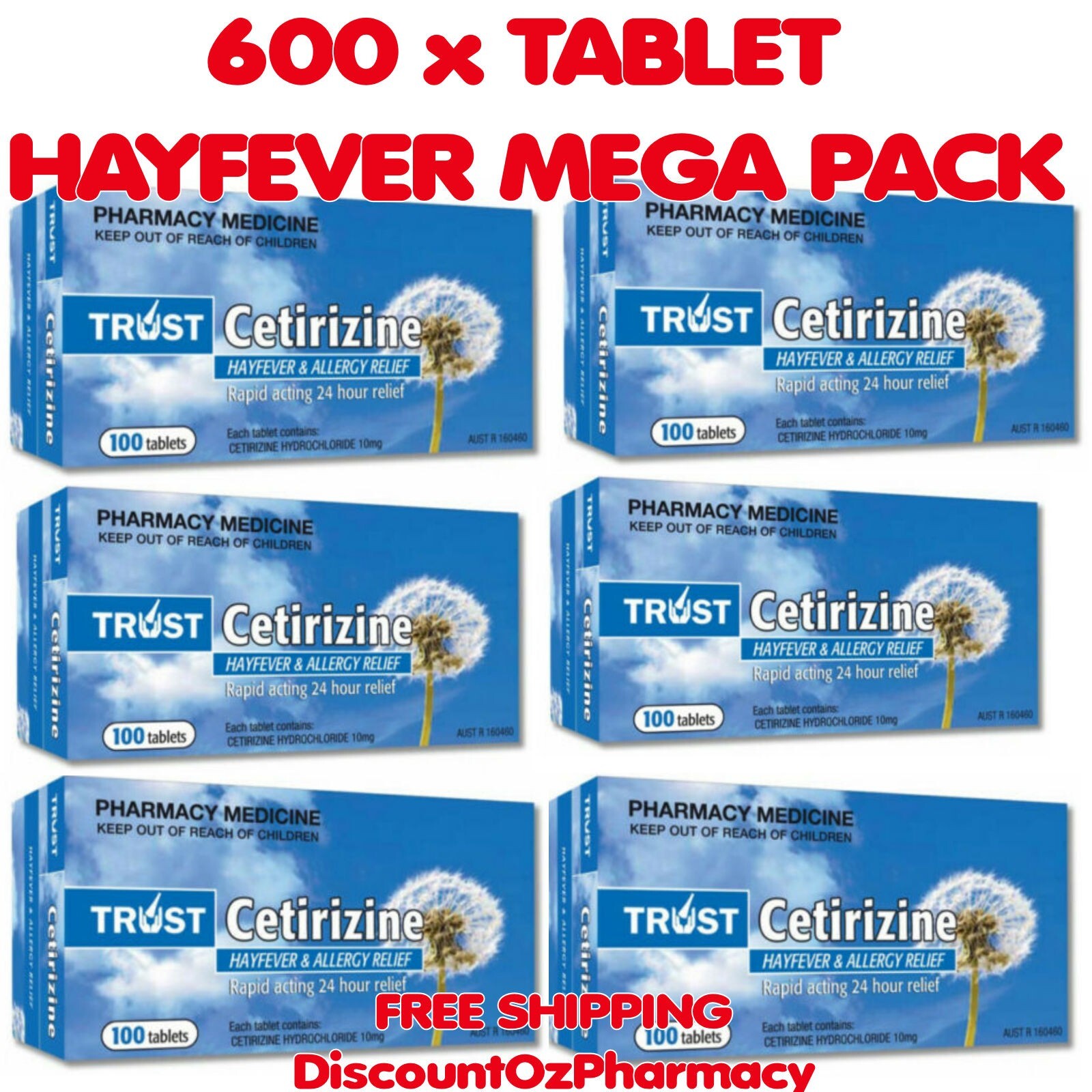 600 TABS TRUST CETIRIZINE 10MG -GENERIC ZYRTEC ALTERNATE- | eBay Australia
