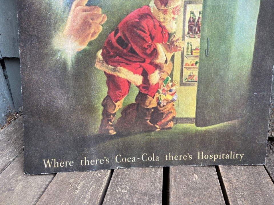 1940s Original COCA-COLA ~ Santa Claus Christmas SPRITE BOY COKE Sign ...