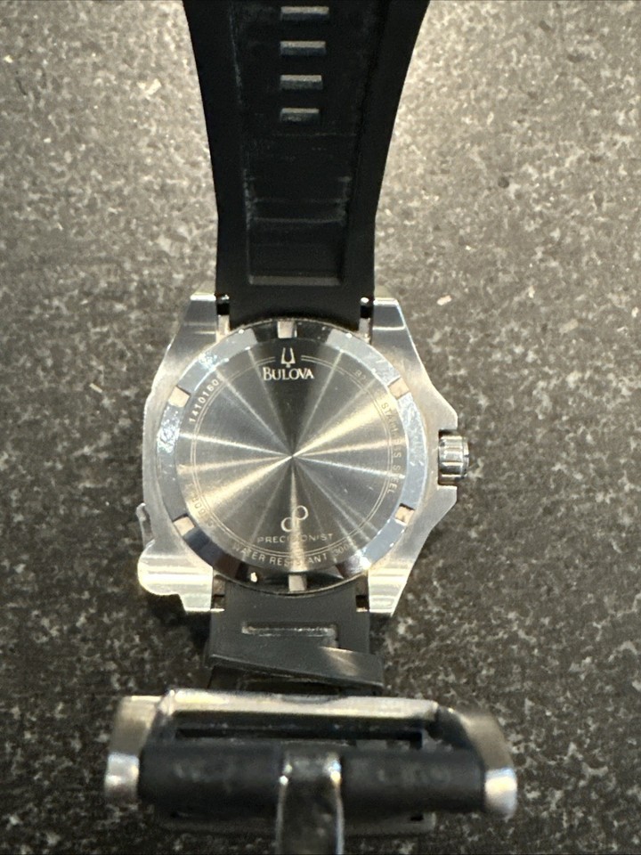 BULOVA CATAMOUNT 98B166 PRECISIONIST Black Dial Rubber Strap Water ...