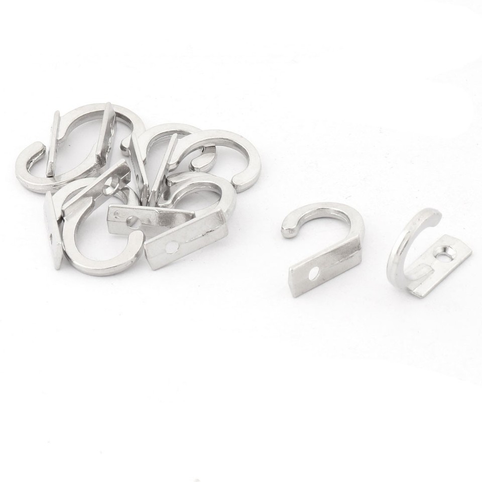 Clothes Coat Metal Wall Mounted Single Storage Hook Hangers Silver Tone ...