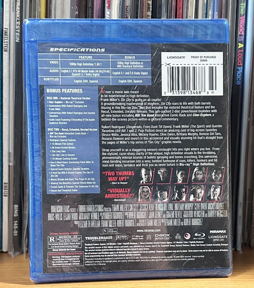 Sin City Blu-ray Frank Miller Robert Rodriguez Bruce Willis Jessica ...