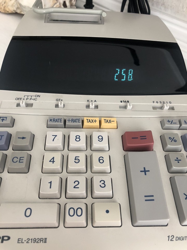 SHARP TAX ADDING MACHINE Calculator MODEL EL-2192RII, 12 Digit, 2 Color ...