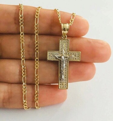 10K Real Gold Jesus Christ 18" Necklace- 38mm 10K Solid Gold Jesus ...