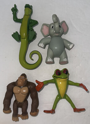 Lot of 4 RFC Rainforest Cafe Poseable Figures Cha Cha Bamba Tuki Iggy ...