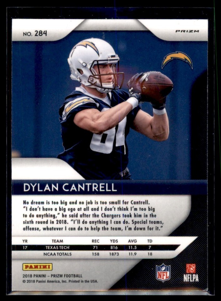 2018 Panini Prism Silver Dylan Cantrell RC Los Angeles Chargers #284 | eBay