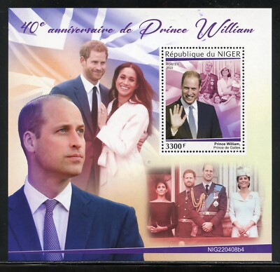 Niger 2023 40th Jubiläum Von Prinz William Souvenir Blatt Neuwertig Nh ...