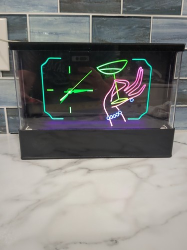 Cool Vintage 1980’s Bar Gemini Nuon-Klocks Neon Blacklight Clock Lady ...