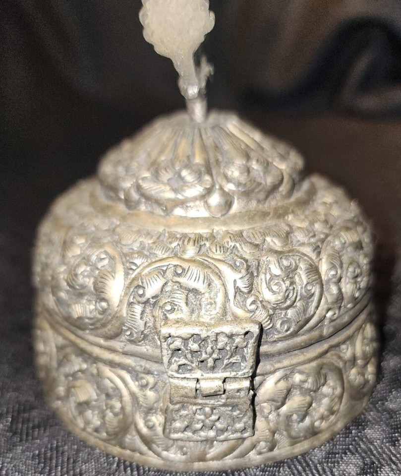 Indian Colonial Silver Repousse Jewelry Box Figural Bird Finial | eBay