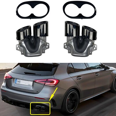 Car Rear Bumper Exhaust Pipe Quad Out For Mercedes Benz CLA W177 A35 ...