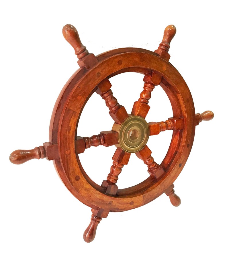 18" Ship Wheel Welcome Aboard Wooden Steering Wall Hanging Pirate Wheel ...