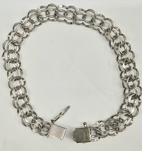 Vintage Elco Sterling Silver Double Link Charm Bracelet Safety Latch(No ...