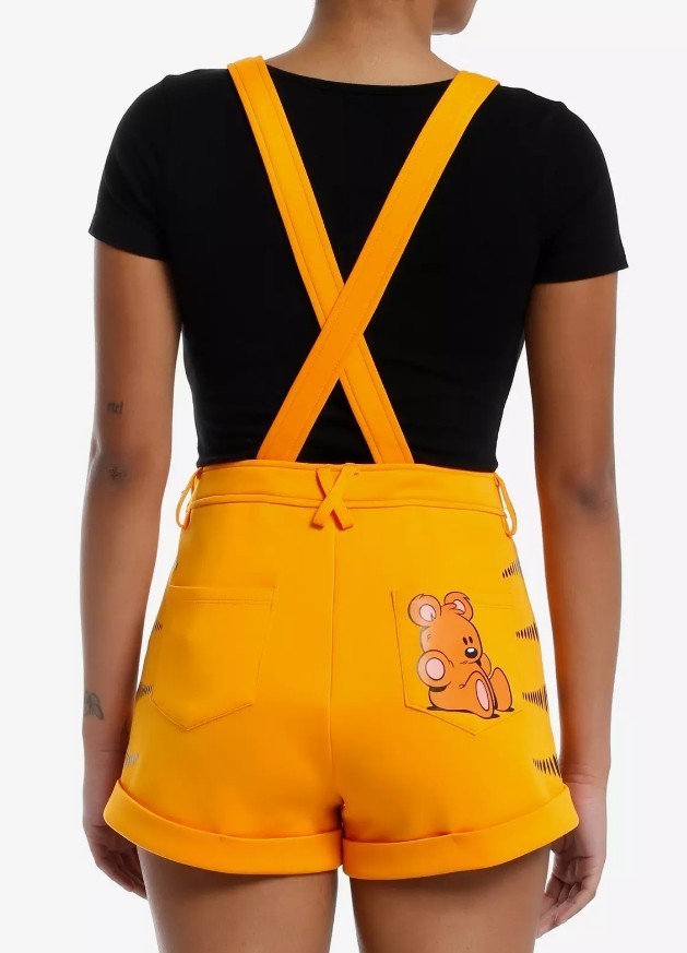 Garfield Cat Face Shortalls Orange shorts suspenders XL NWT Hot Topic ...