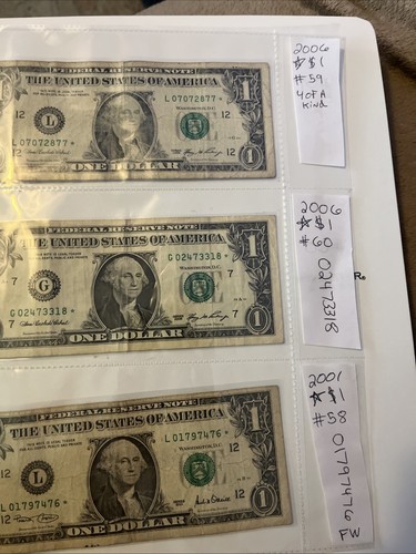 $1 Star Notes Lot Of 3 Replacement Notes Collectible Currency. 3 X $1 ...