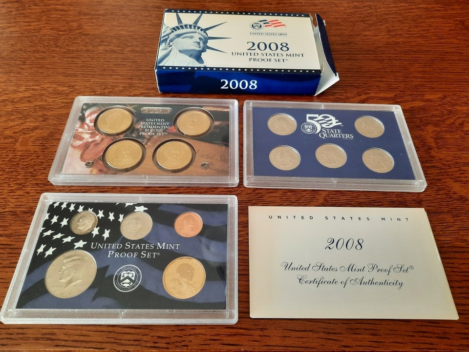 U.S. Mint Proof Sets, 4 Set Lot, 2008-2011 Total of 46 Coins, SF Mint ...