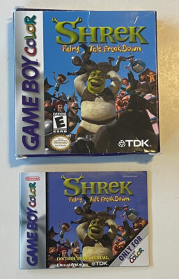 2001 Gameboy Color SHREK Fairy Tale Freak Down, BOX & MANUAL ONLY | eBay