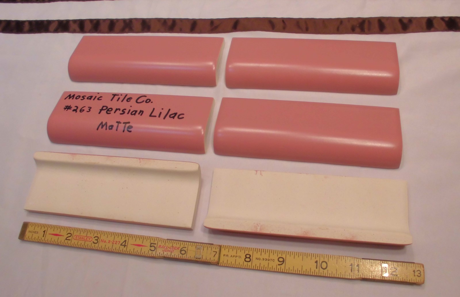 6 pcs. *Dark Lilac* Ceramic Radius bullnose Cap Tiles by The Mosaic Co ...