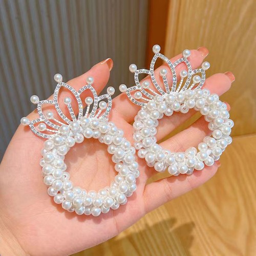 Hair Ring Elastic Dressing Up Girls Imitation Pearls Bun Hairband ...