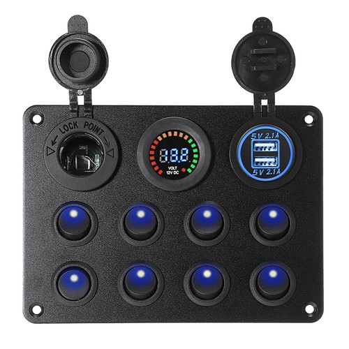 Car 8 Gang 12V Switch Panel LED Rocker USB ON-OFF Toggle For Boat ...
