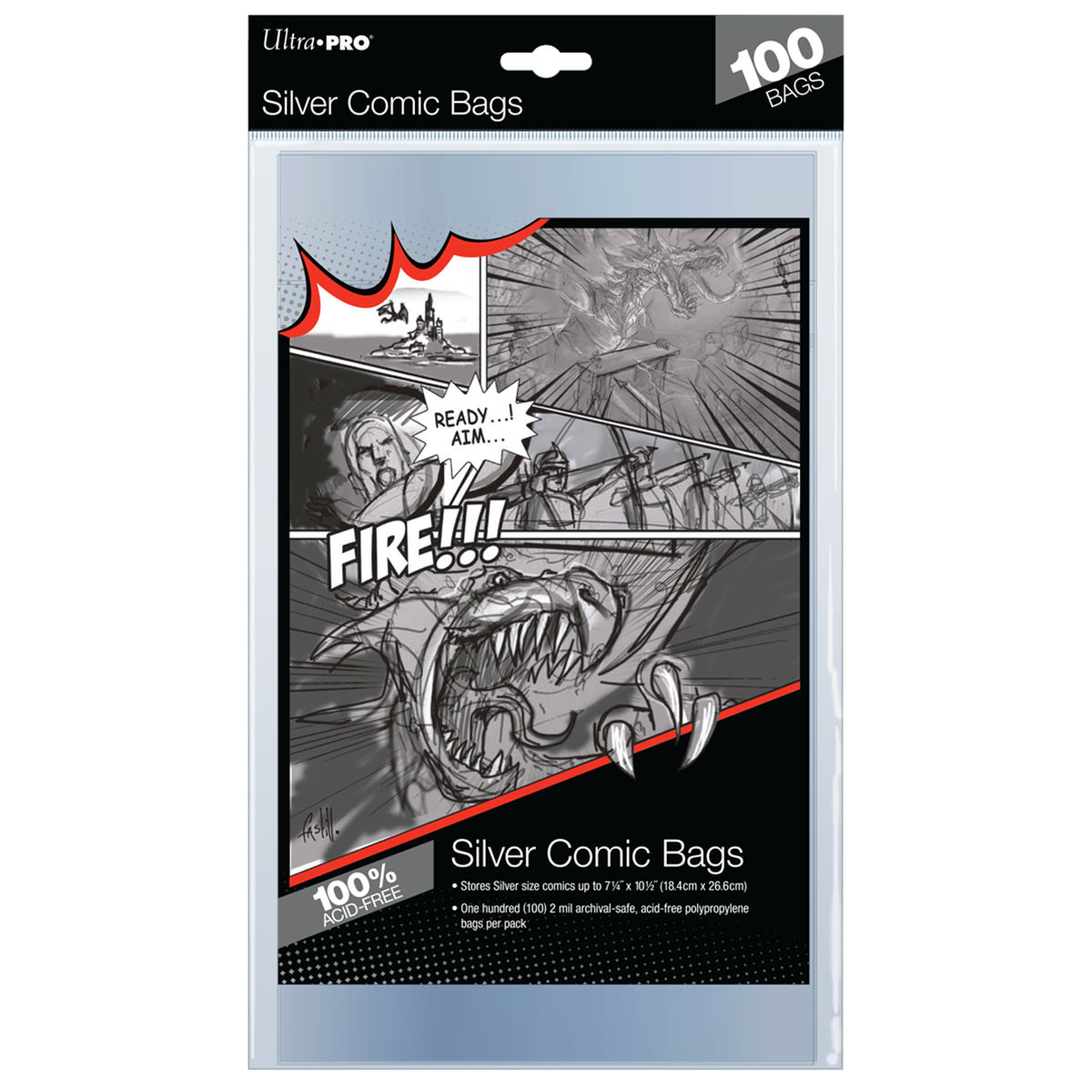 100 New BCW * Silver Age Comic Boards & Ultra Pro Comic Bags Acid-Free ...