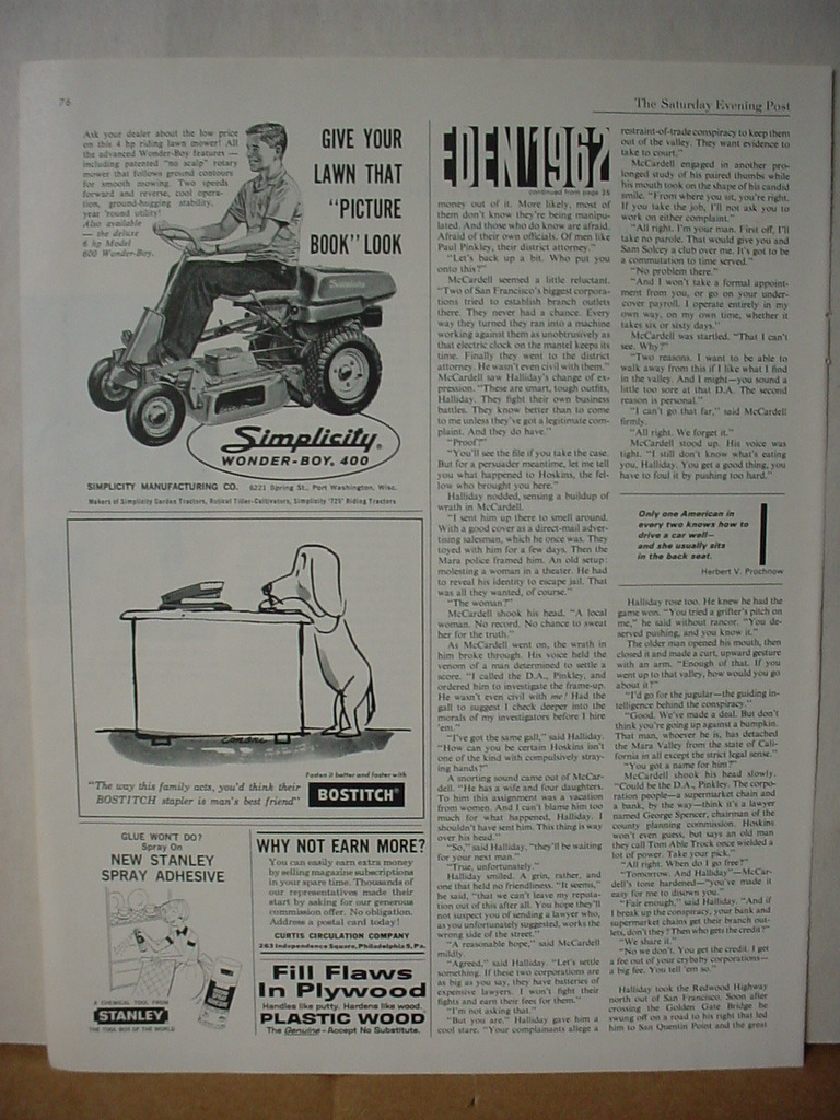1962 Simplicity Wonder-Boy Ride On Lawn Mower Vintage Print Ad 10013 | eBay