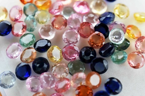 Natural Mix Color Sapphire 7 MM Round Certified CEYLON Loose Gemstone ...