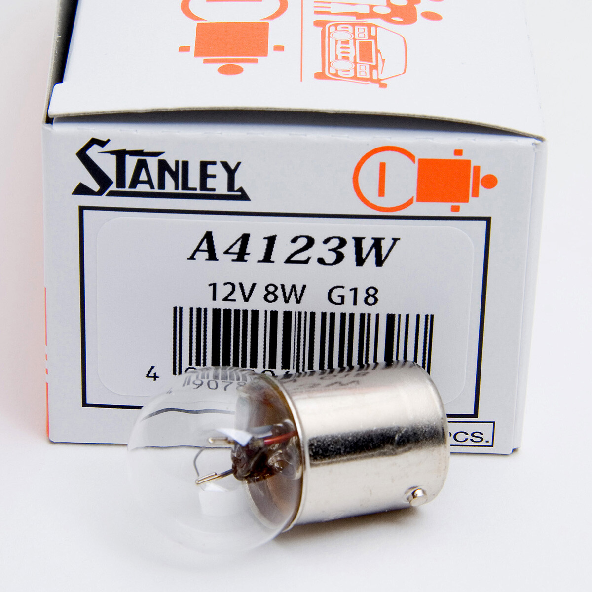 Stanley A4123 12V 8W G18 Clear Auto Bulb, Made in Japan Quantity=1 Bulb ...