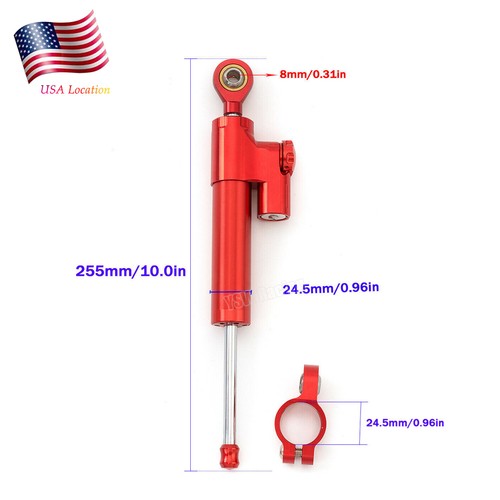 Adjustable CNC Steering Damper Stabilizer Linear Aluminum Motor Bike Safety Red | eBay