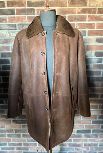 Brand New Men's Brown Genuine Sheep Skin Shearling With Real Mink ...