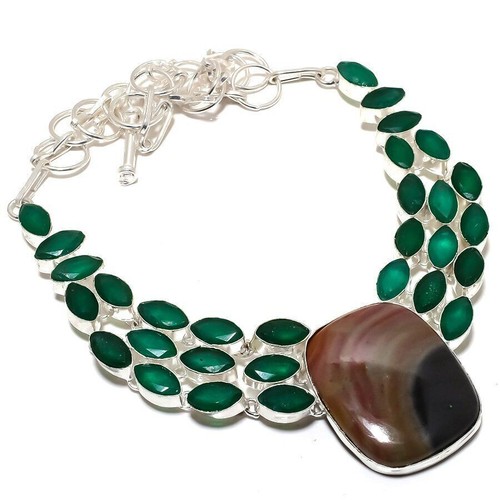 Banded Jasper Emerald Fancy Gemstone 925 Sterling Silver Jewelry ...