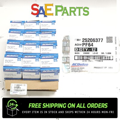 GM ACDelco Engine Oil Filter PF64 / PF64F - CASE OF 12 - 25206377 ...