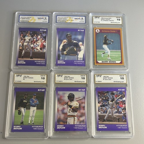 Barry Bonds Graded 10 Lot Of 6 Cards Rookie & Rc Mint Grading & WCG ...