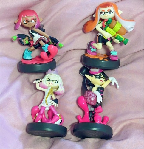 Splatoon Amiibo Set Aori, Hime, Girl, Orange Neon Pink, Used, Readable ...