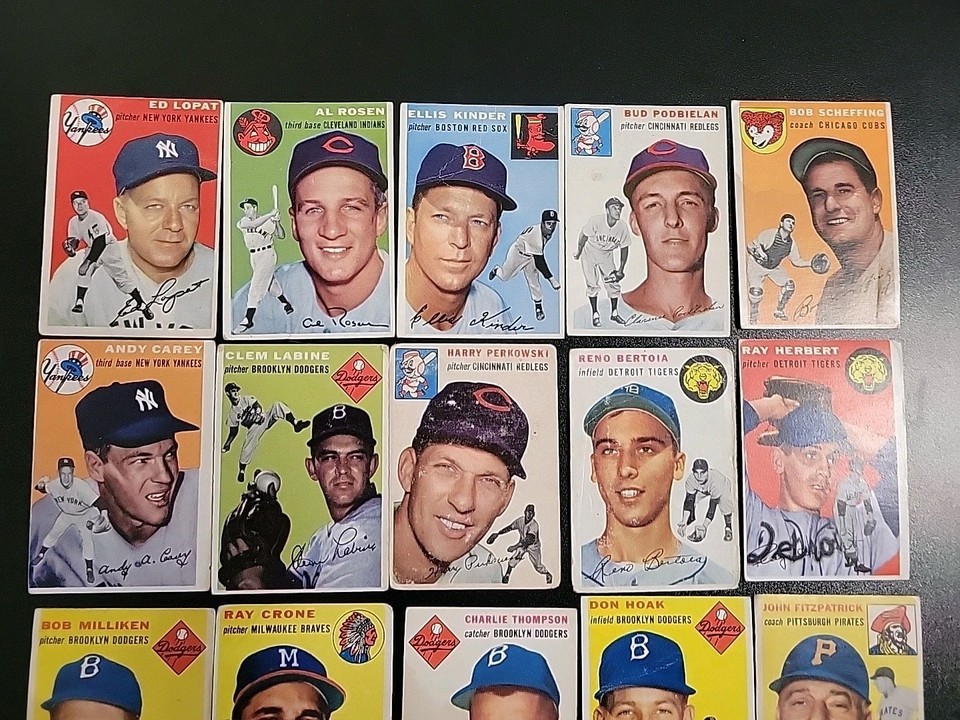 1954 Topps Baseball Card Lot - 18 Vintage Cards - W/ Ed Lopat and Howie ...