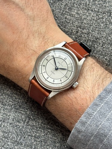 Baltic HMS 002 Silver dial 38mm Watch Automatic Tan Strap | eBay