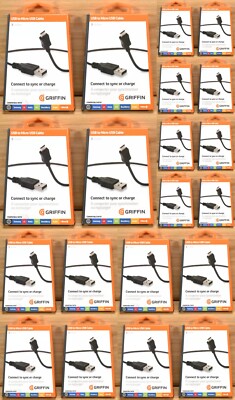 Griffin USB to Micro USB 3ft Cable Charging Data Cord Black (LOT OF 20 ...