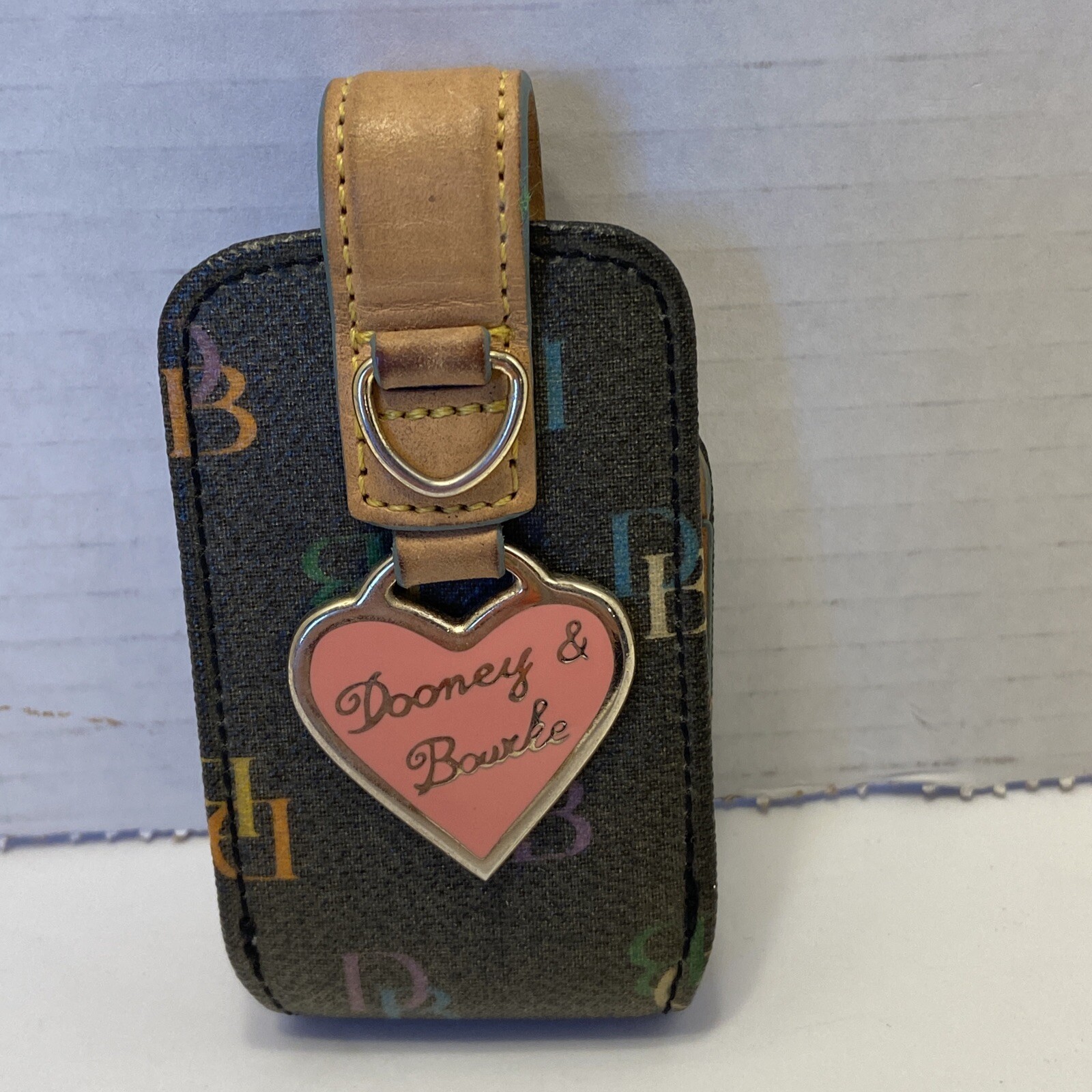 Vtg Dooney and Bourke Cell Phone Case Key Holder Logo Letter Print Pink ...