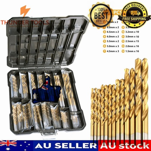 Thunder Tools 99pcs Straight Shank Twist Drill Set High-Speed Steel Ti ...