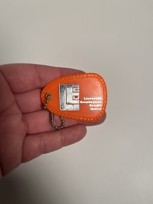 Vntg Listerhill Employee Credit Union Keychain Fob Orange Zip Pull ...