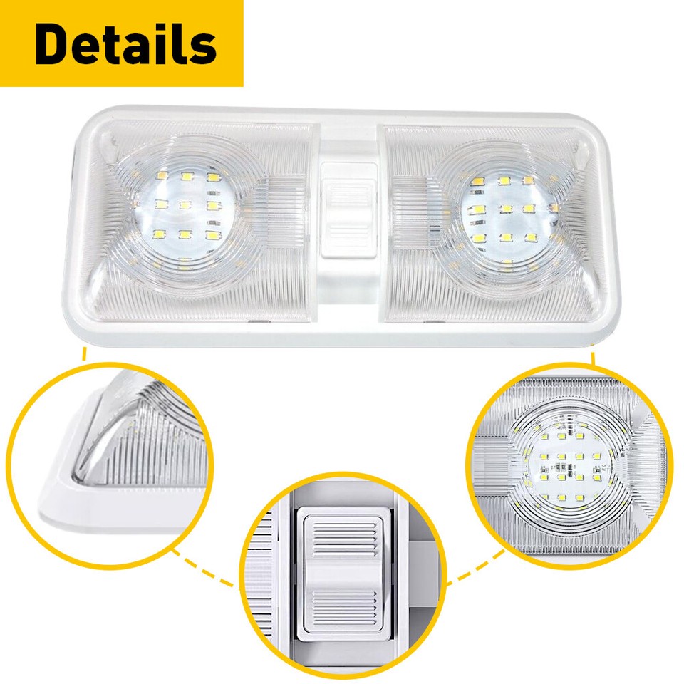 Universal LED Car Vehicle Interior DOUBLE Light Dome Roof Ceiling Lamp ...